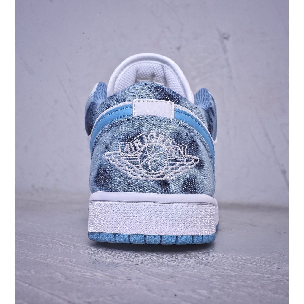 Nike Air Jordan 1 Washed Denim Blue บาสเก็ตบอลกีฬาผ้าใบลำลองสำหรับ ...