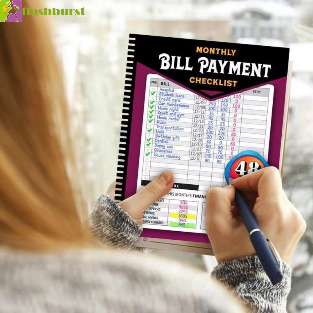 Flashburst Bill Payment Organizer Notepad, 48 เดือนที่มีประสิทธิภาพ ...