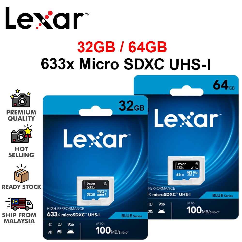 การ์ดหน่วยความจํา BROZ Lexar 64GB & 32GB 633x A1 100MB/S MicroSDXC UHS-I TM ประสิทธิภาพสูง ...