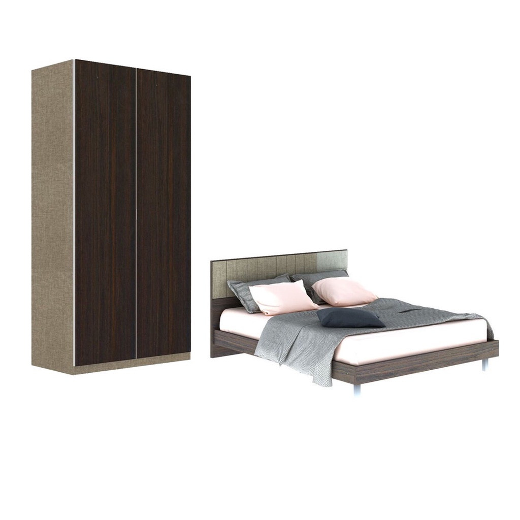 SB Design Square ชุดห้องนอนEconi 5 ฟุต & wardrobe Plus 100 cm สีไม้เข้ม ...