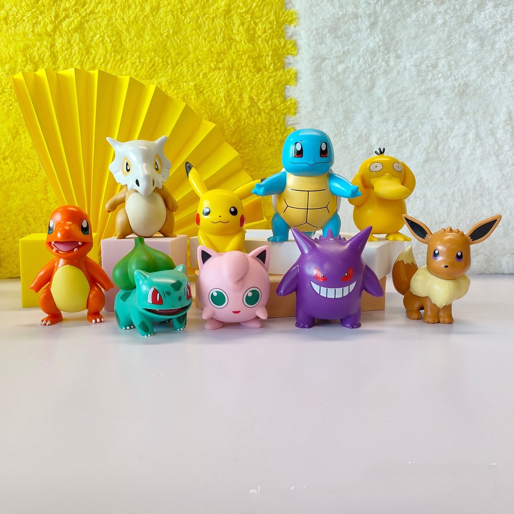 โมเดลฟิกเกอร์ PVC การ์ตูนโปเกม่อน Pikachu Charmander Bulbasaur Squirtle ...