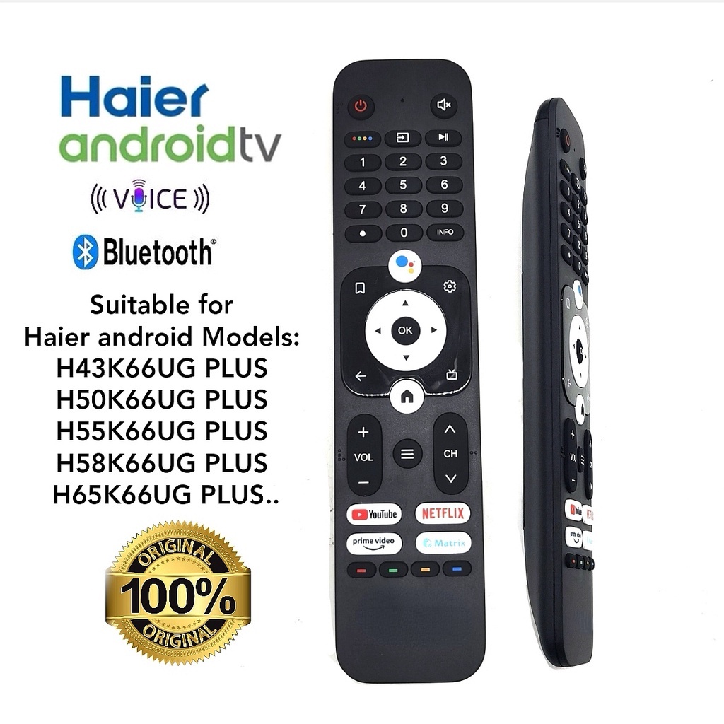 2022 Haier Android TV / สมาร์ททีวีรีโมทคอนโทรล HTR-U31 เข้ากันได้กับ H43K66UG PLUS H50K66UG PLUS ...