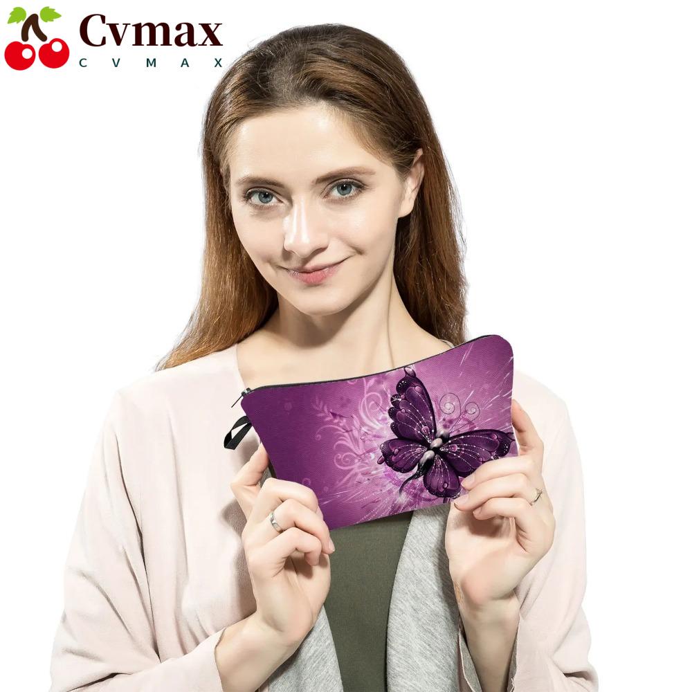 Cvmax กระเป๋าเครื่องสําอาง พิมพ์ลายผีเสื้อ ความจุขนาดใหญ่ กันน้ํา แบบพกพา สําหรับเดินทาง ...