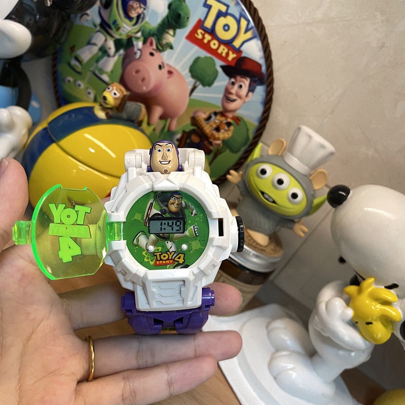 ♞Buzz Lightyear ของเล่นเด็กนาฬิกาโปรเจคเตอร์เข้ากันได้กับ LEGO ...