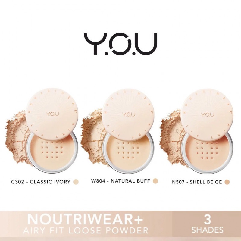 Y.O.U NoutriWear+ Airy Fit Loose Powder 15g YOU แป้งฝุ่น สูตรบางเบา ...