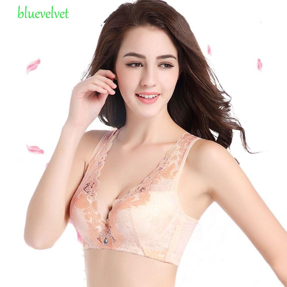 Bluevelveet ลูกไม้ลึก V Bra, ชุดชั้นในเต้านมจี้ Thicken เบาะ Bra, Casual ชุดชั้นในไม่มีรอยต่อ ...