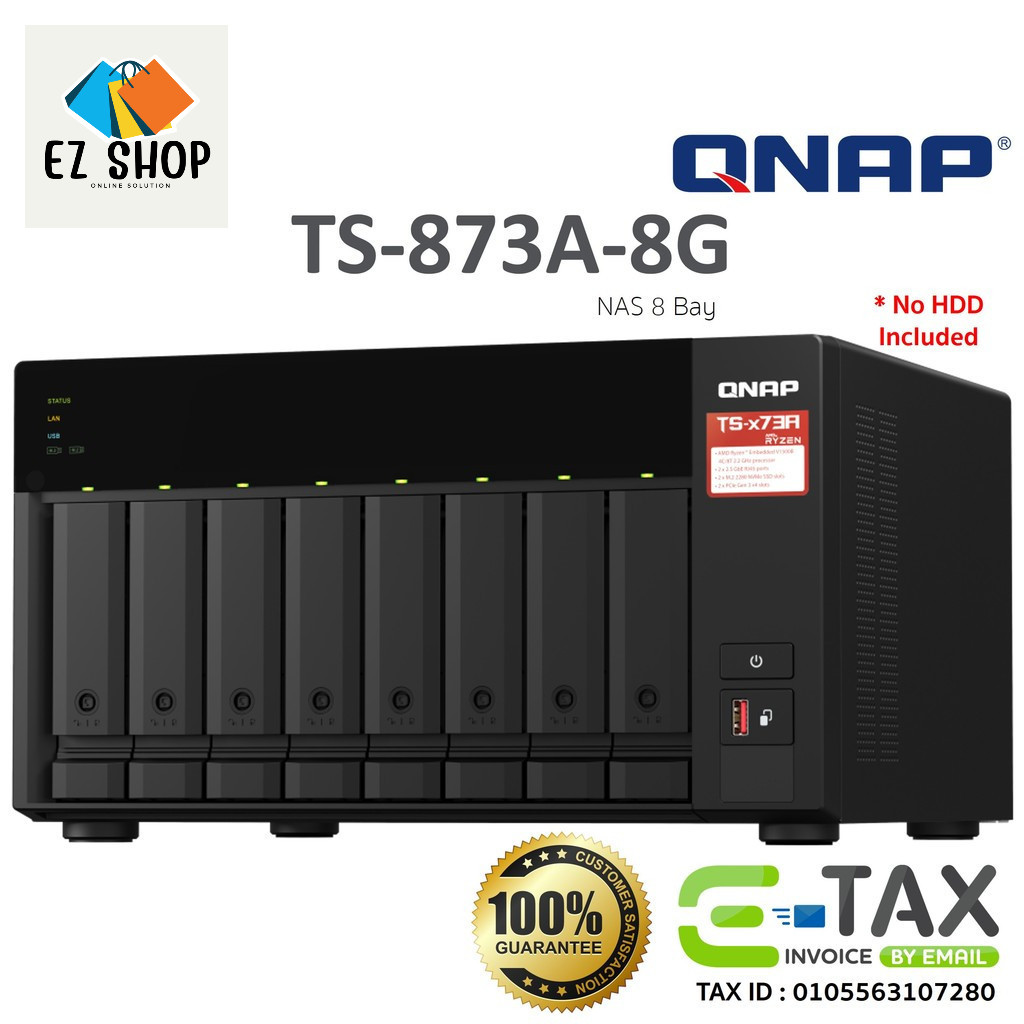 QNAP TS-873A-8G NAS อุปกรณ์เก็บข้อมูลบนเครือข่าย (HDD 8-Bay AMD V1500B ...