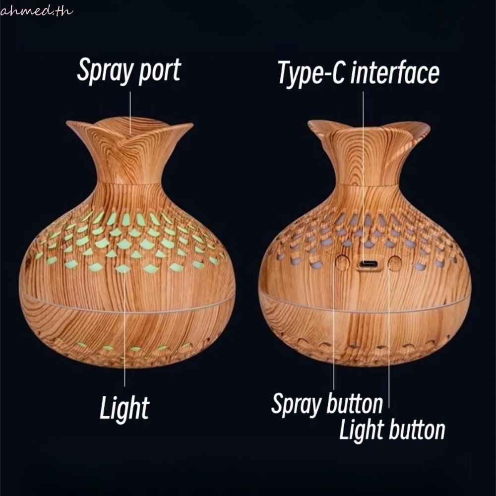 Ahmed แจกันลายไม้ Humidifier, เครื่องฟอกอากาศ RGB โคมไฟ Ultrasonic Air ...