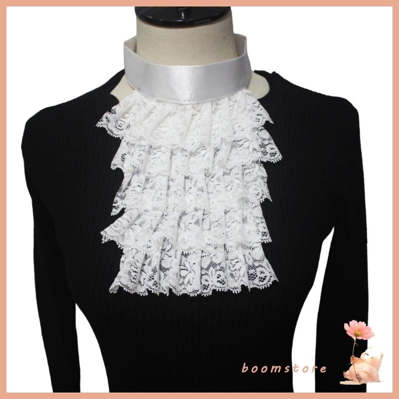 Boom ที่ถอดออกได้ 4 ชั้น Ruffled ลูกไม้เท็จ Collar Victorians Colonial ...