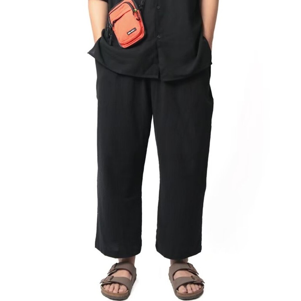 methee กางเกงขายาวสไตล์ญี่ปุ่น ผ้าลินิน ฟรีไซส์ เอว24-40 นิ้วใส่ได้ ...