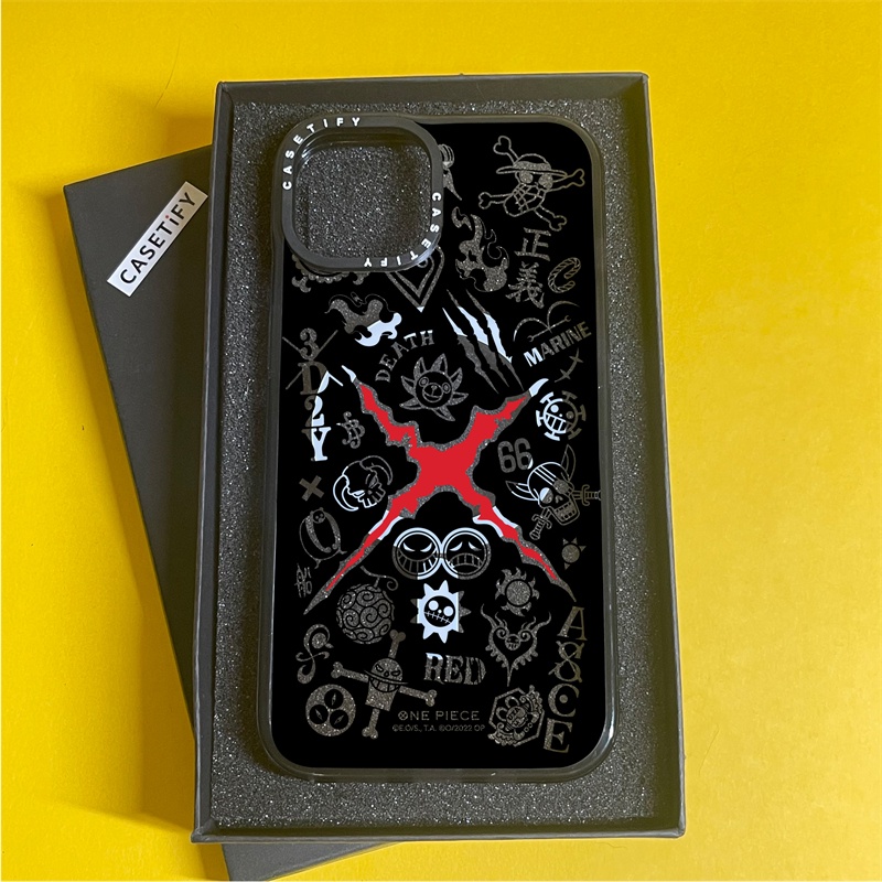 Casetify X ONE PIECE Motif เคสโทรศัพท์มือถืออะคริลิค TPU แข็ง แบบแม่เหล็ก ขอบดํา ใส มีสายรัด ...