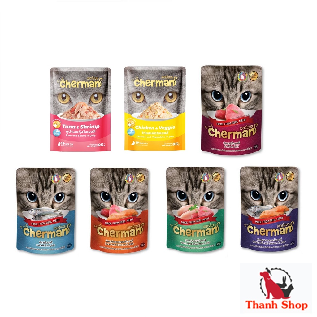 1 ซอง อาหารแมว Cherman แบบเปียกในเยลลี่ ซอง 85 g. | Shopee Thailand