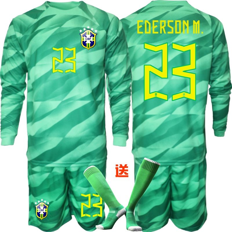 ชุดยูนิฟอร์มผู้รักษาประตู 23 Ederson m. jersey Brazil เสื้อแขนยาว สี ...