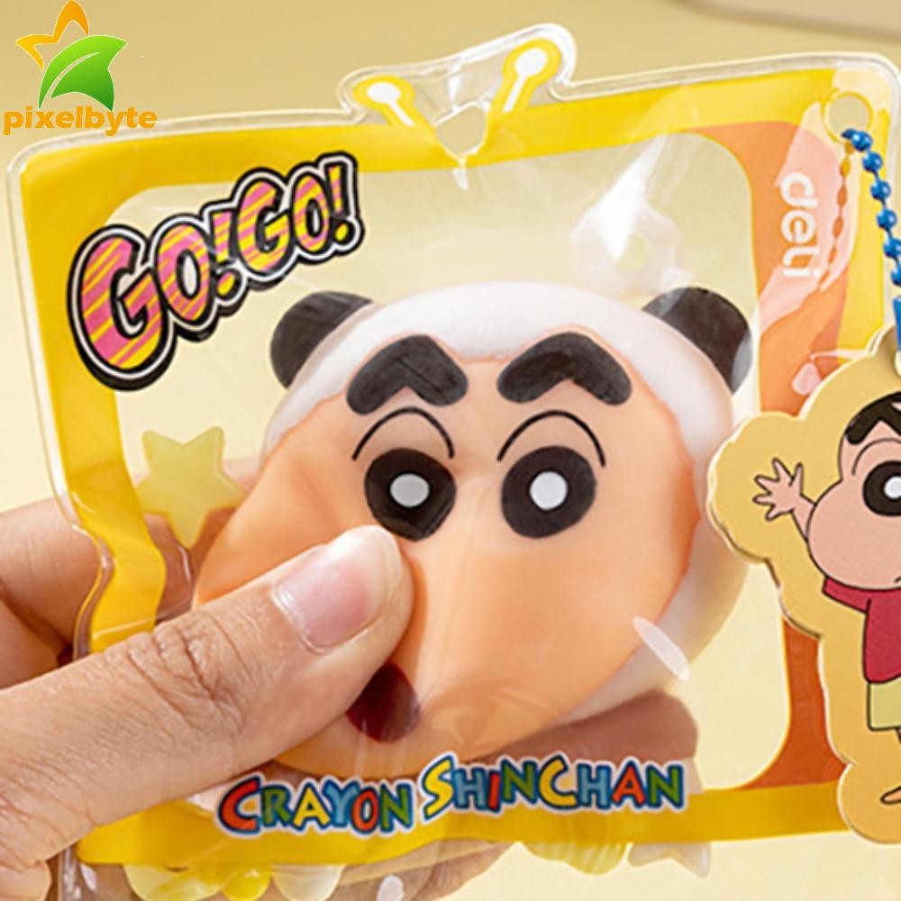 Pixelbyte Kamen Shinnosuke ของเล่นบีบ, Kawaii อะนิเมะ Crayon Shin-chan พวงกุญแจ, ตลกพวงกุญแจ ...