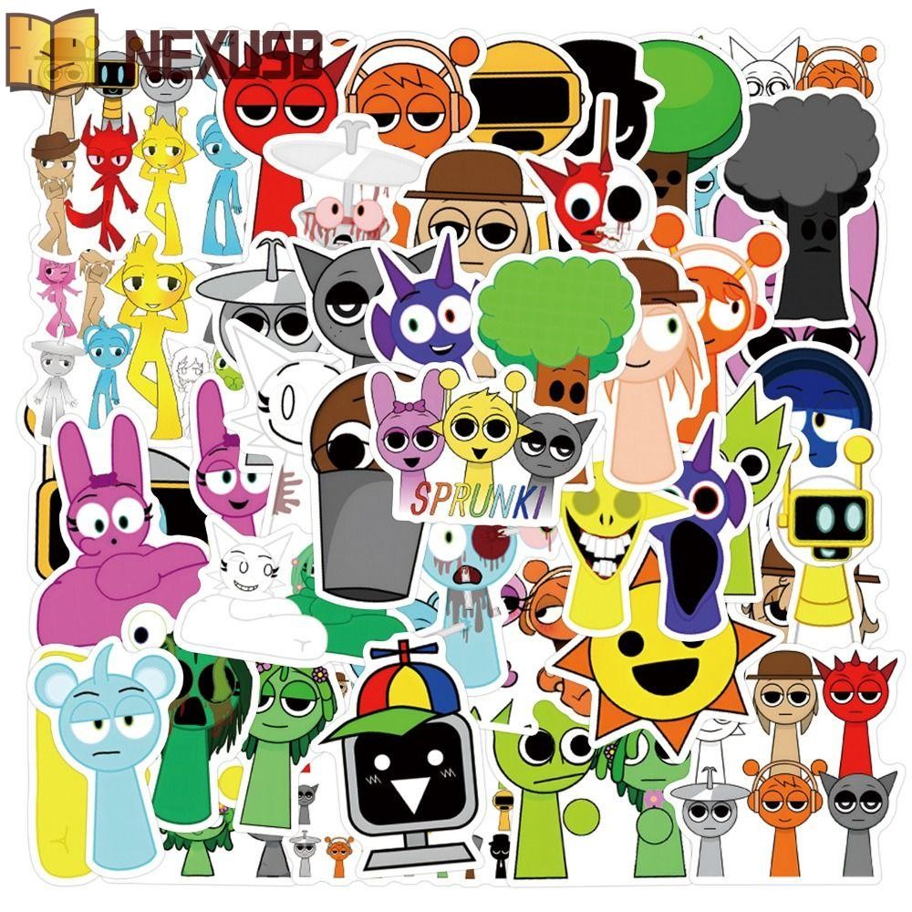 Nexusbeam 55 ชิ้น/เซ็ต Incredibox Sprunki สติกเกอร์, PVC Oren Wenda เกม ...