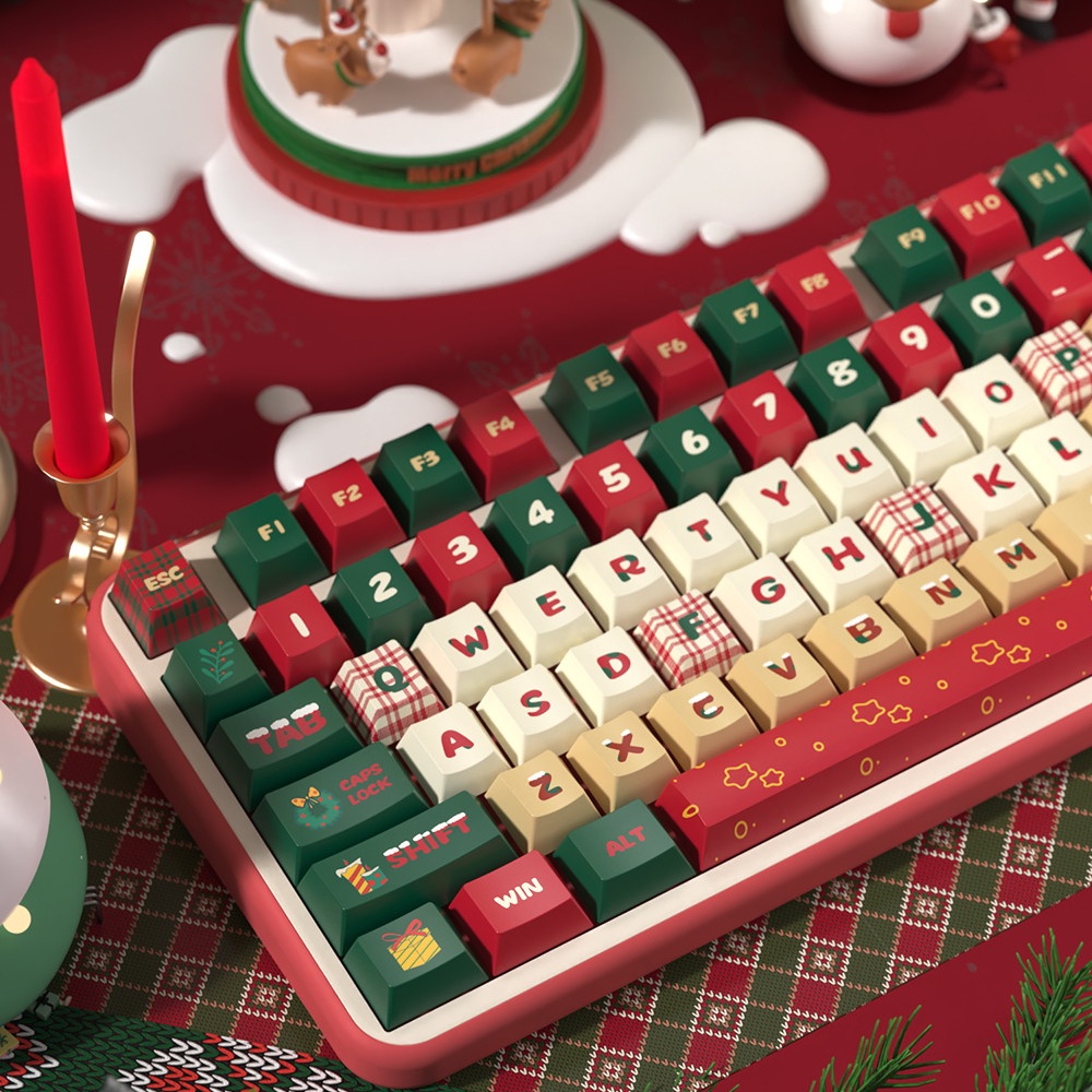 Christmas Eve Theme Keycaps ข้อความเหมือนกับธีมคริสต์มาสอีฟเชอร์รี่/MDA ...