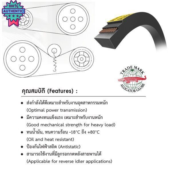 สายพานจระเข้ลูกโลก สายพาน C ร่องเรีย 150 - 159 นิ้ว C150 C151 C152 C153 C154 C155 C156 C157 C158 ...