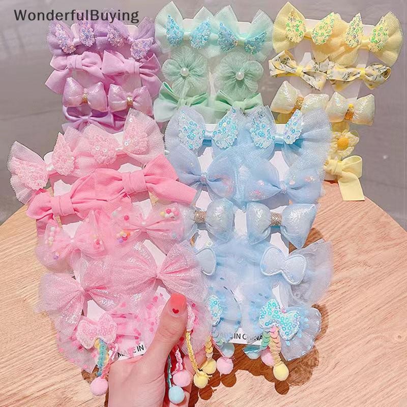 Wbth 10 ชิ้น/เซ็ตผ้าเด็กลูกไม้ Bangs คลิปเด็กโบว์ดอกไม้ Hairpin ...