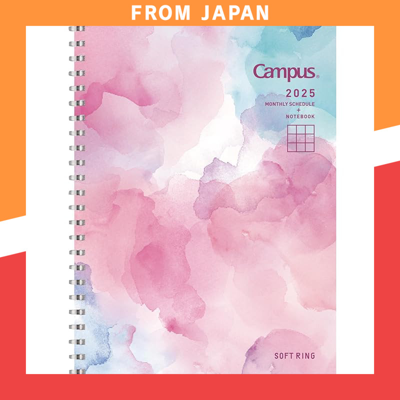 Kokuyo 2025 Campus Soft Ring Diary - Monthly Block A5/B6 with Landscape/Ink Art Design - Starts ...