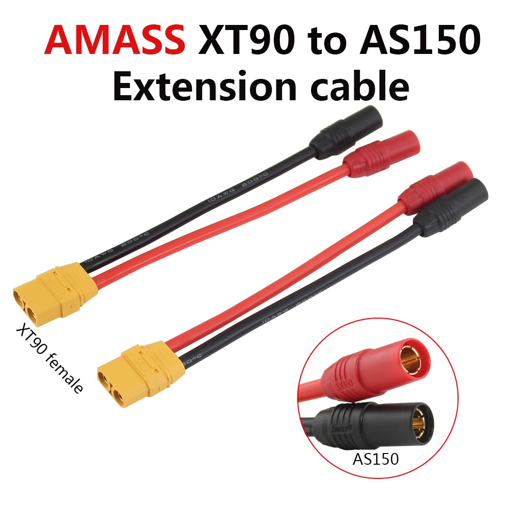 Amass XT90 Female to AS150 Female ปลั๊กสายเคเบิ้ล 15 ซม. 10AWG ซิลิโคน ...