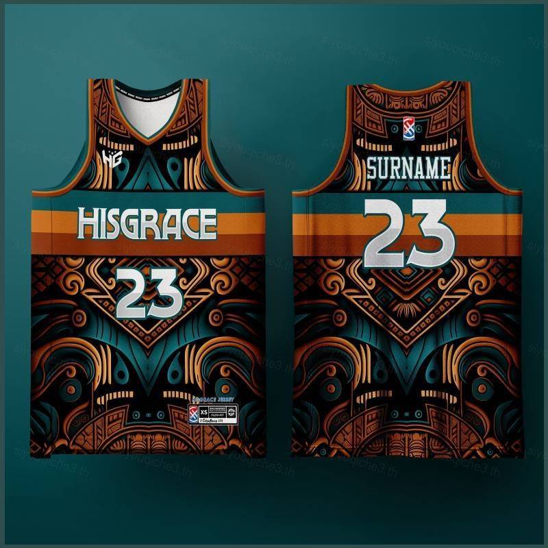 Sy3 Jordan Jersey Concept Blue Brown Aztec เสื้อกีฬาบาสเก็ตบอล พลัสไซซ์ ...