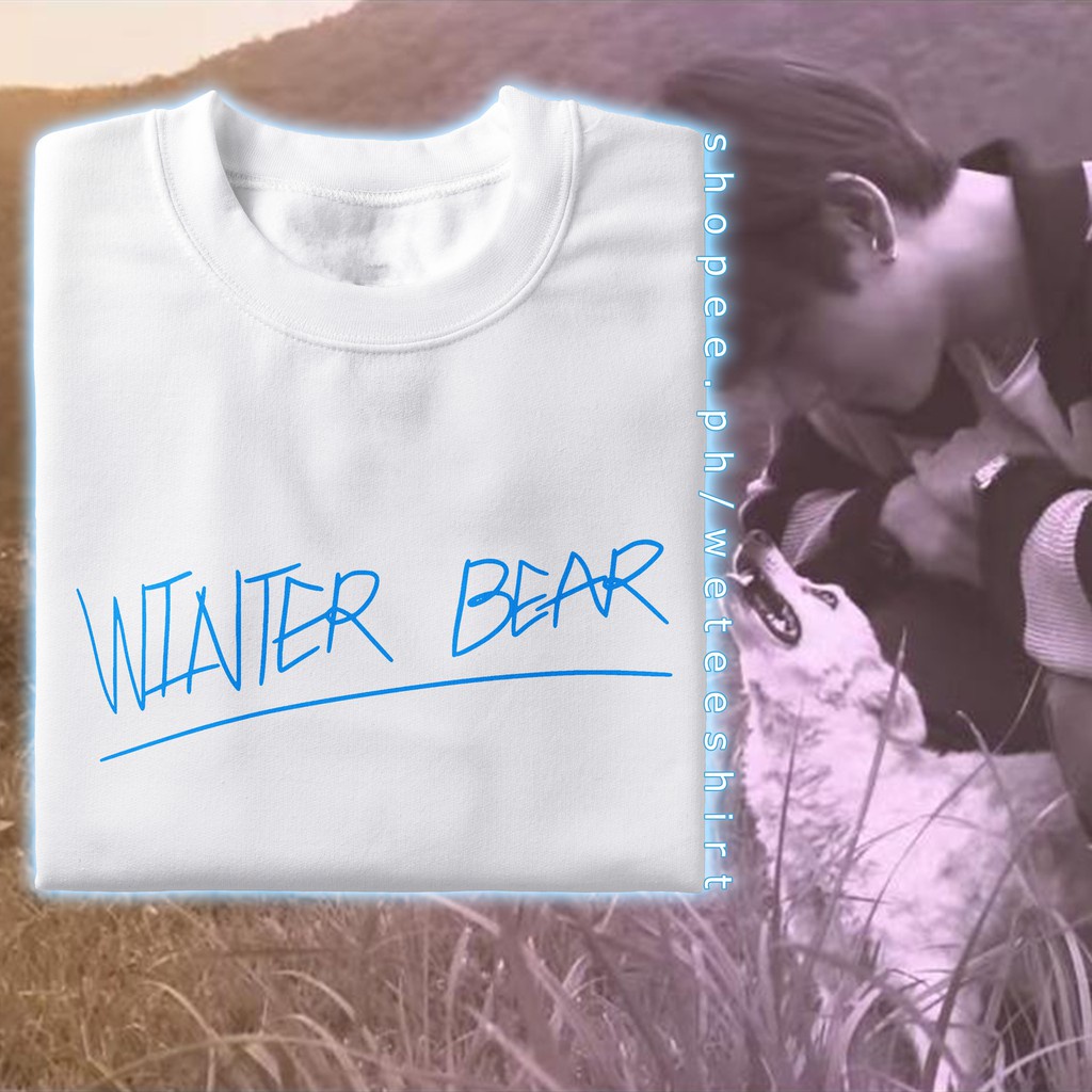 ดีมาก KPOP Bangtan Kim แทฮยองชุดเสื้อยืดหมีฤดูหนาว / V เสื้อกองทัพ Winterbear สินค้า - สีขาว s/R ...