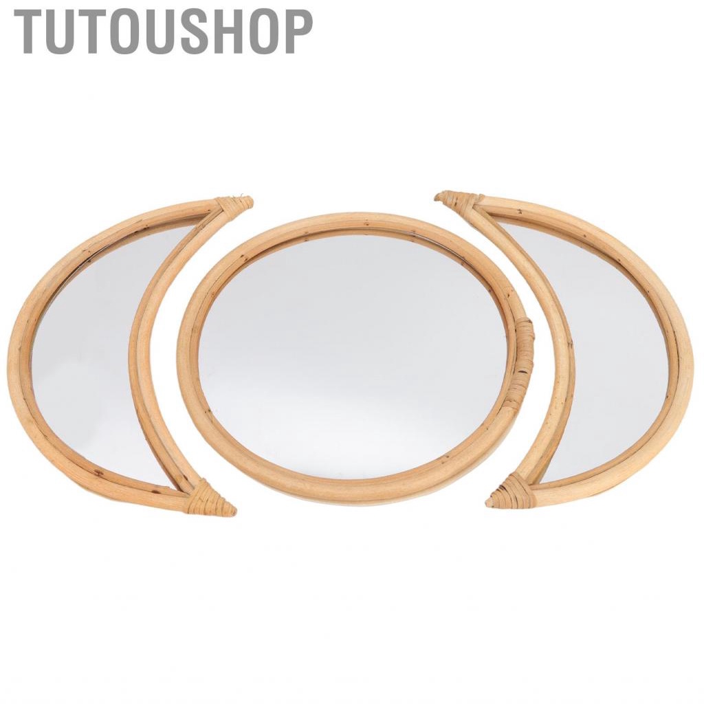 Tutoushop Moon Phase Mirror Set Rattan And Acrylic Delicate Appearance ...