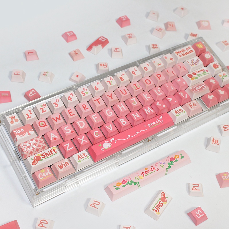 Peach Theme Mechanical Keyboard Keycap พีชธีมคีย์บอร์ด Keycap 134 คีย์ ...