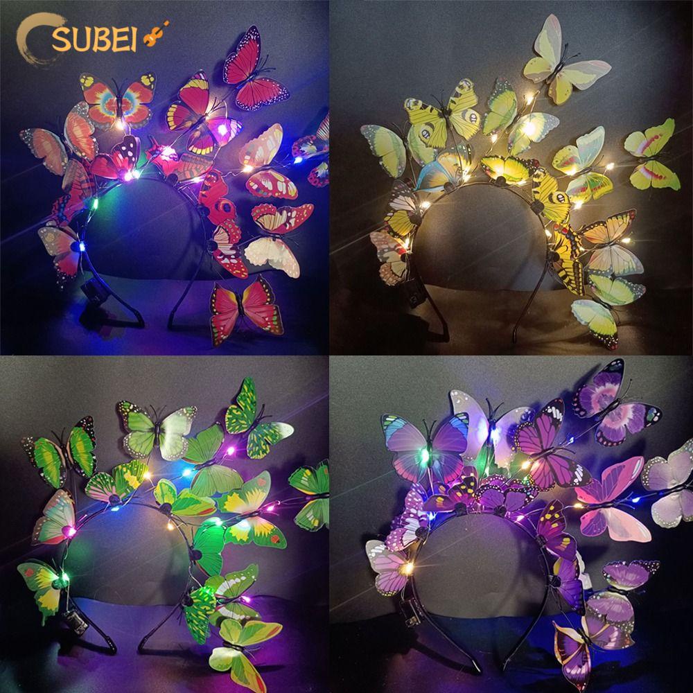 Sukaa ที่คาดผม รูปผีเสื้อ มีไฟ LED เรืองแสง หลากสี สําหรับตกแต่งผม ...