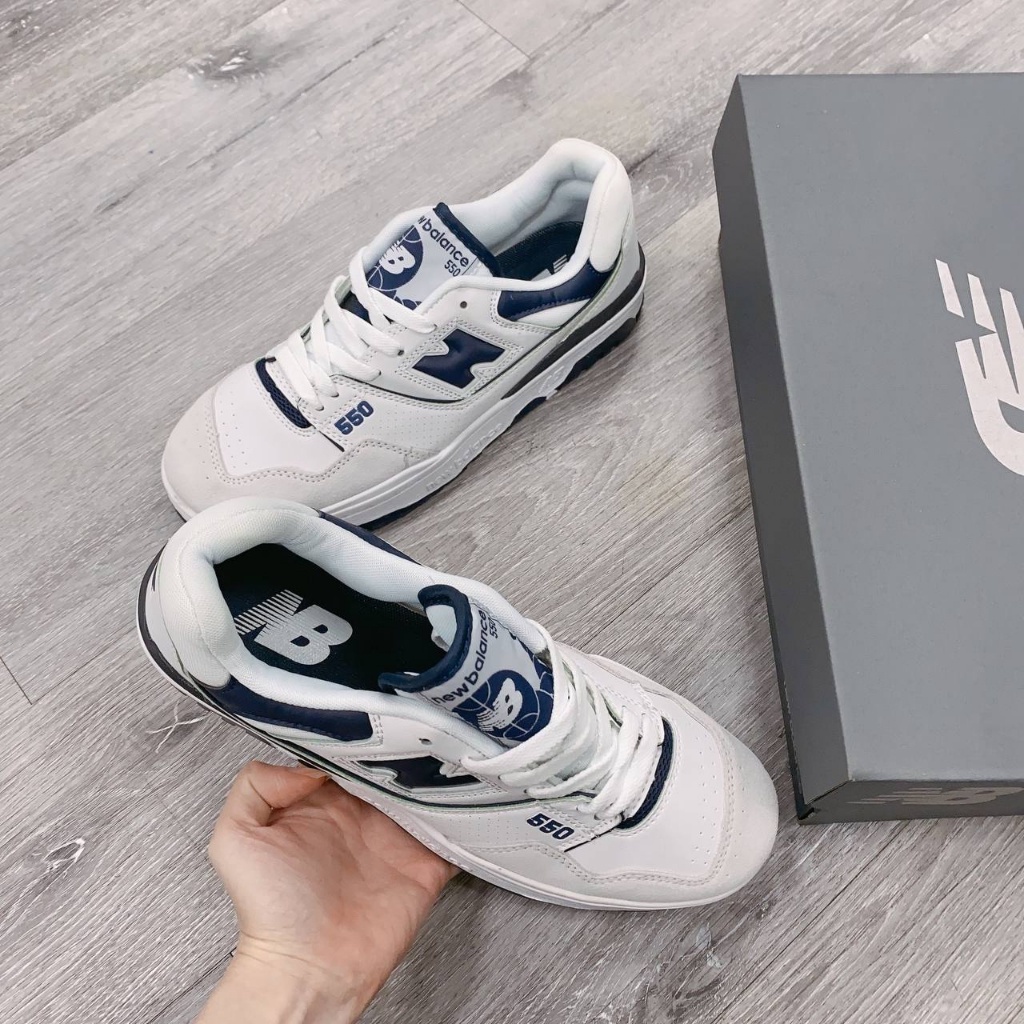 New Balance 550 White navy Sneakers NB 550 navy Blue Fullbox แฟชั่น ...