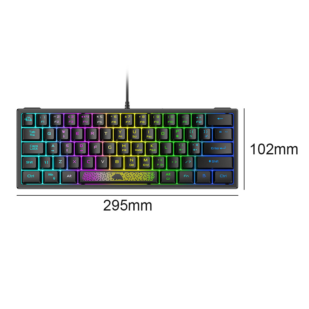 Hot K61 RGB Wired Keyboard 60 Percent 62 Keys Ergonomic Gaming Laptop ...
