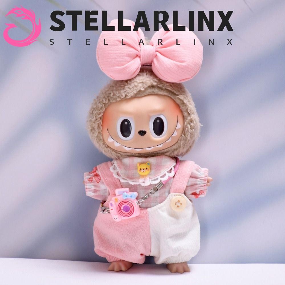 Stellarlinx Labubu เสื้อผ้าตุ๊กตา, Sweetheart สไตล์ Big Bowknot นั่ง Labubu Time ผ้า, ชุดกล้อง ...