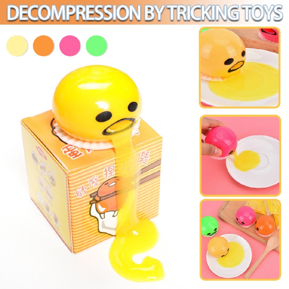 Squishy Puking Egg Yolk Squeeze Ball With Yellow Goop Stress Relief Toy ...