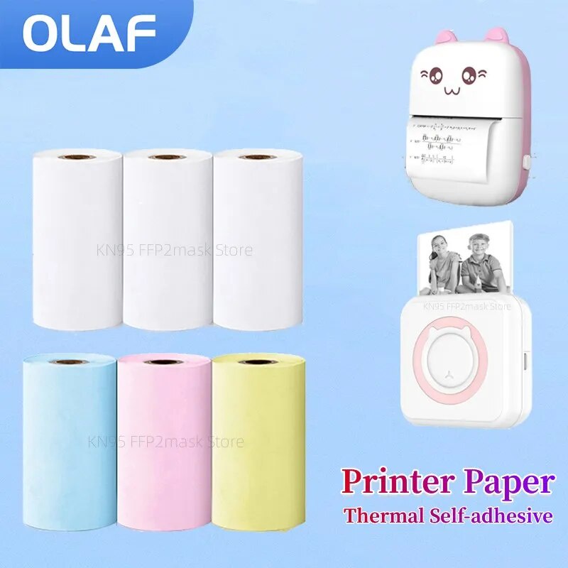 Olaf 57MM Rolls Mini Printer Thermal Paper Label Sticker Self-adhesive ...