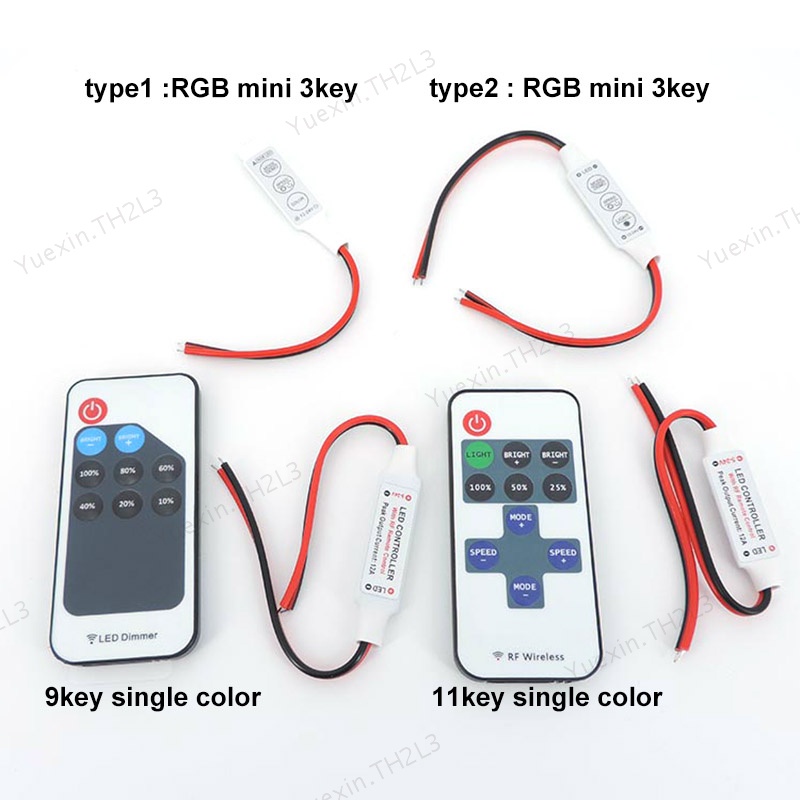 12v mini RGB LED Strip light 9 11 3 คีย์รีโมทคอนโทรล DC สายไฟสําหรับ ...