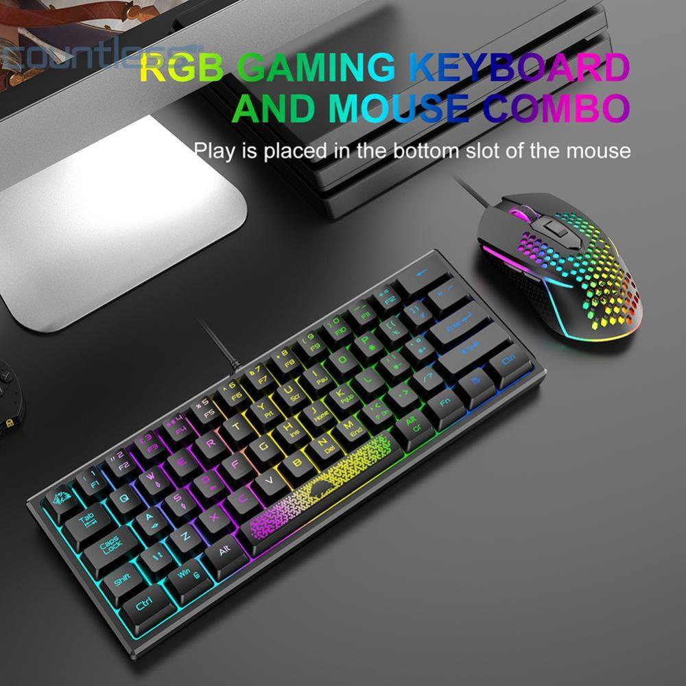 K61 คีย์บอร์ดเล่นเกม แบบใช้สาย RGB 62 คีย์ 60 เปอร์เซ็นต์ สําหรับแล็ปท็ ...