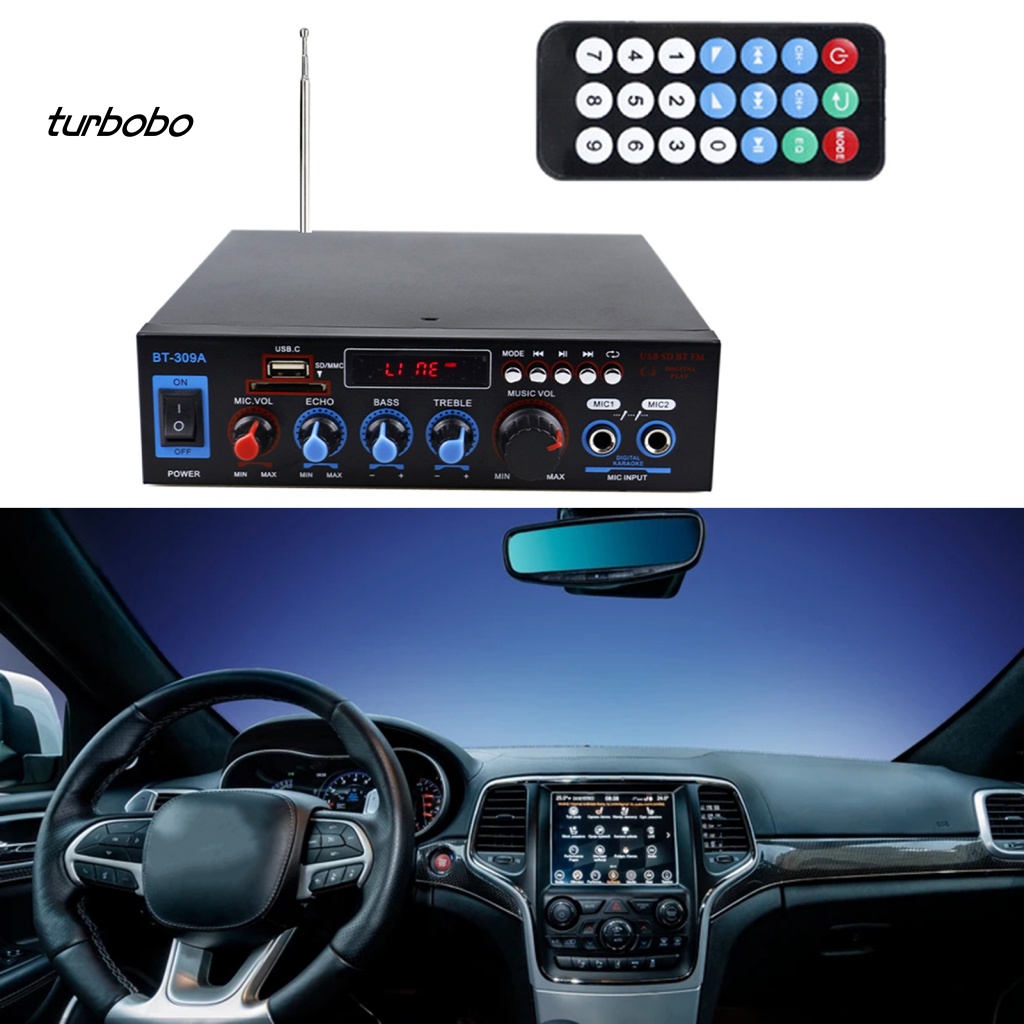 Turbobo BT-309A เครื่องขยายเสียงสเตอริโอ LCD แบ็คไลท์ 20 ช่อง 12V 220V ...
