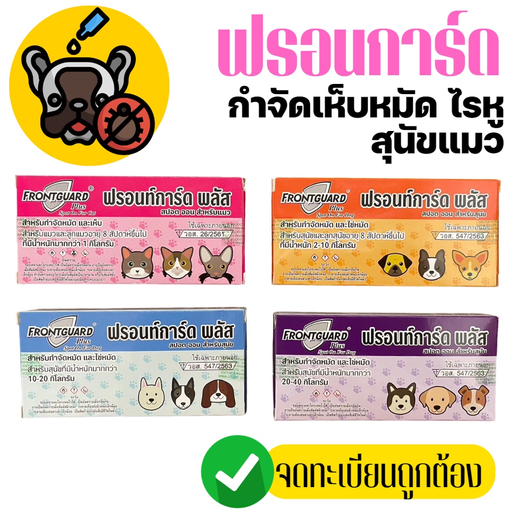 [1หลอด] หยอดเห็บและหมัด Frontguard Plus ฟรอนการ์ด พลัส สำหรับสุนัขและ ...