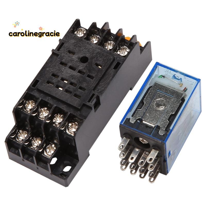 Hh54p DC 12V คอยล์ 4PDT 14 Pins รีเลย์พลังงานแม่เหล็กไฟฟ้า DYF14A ฐาน | Shopee Thailand