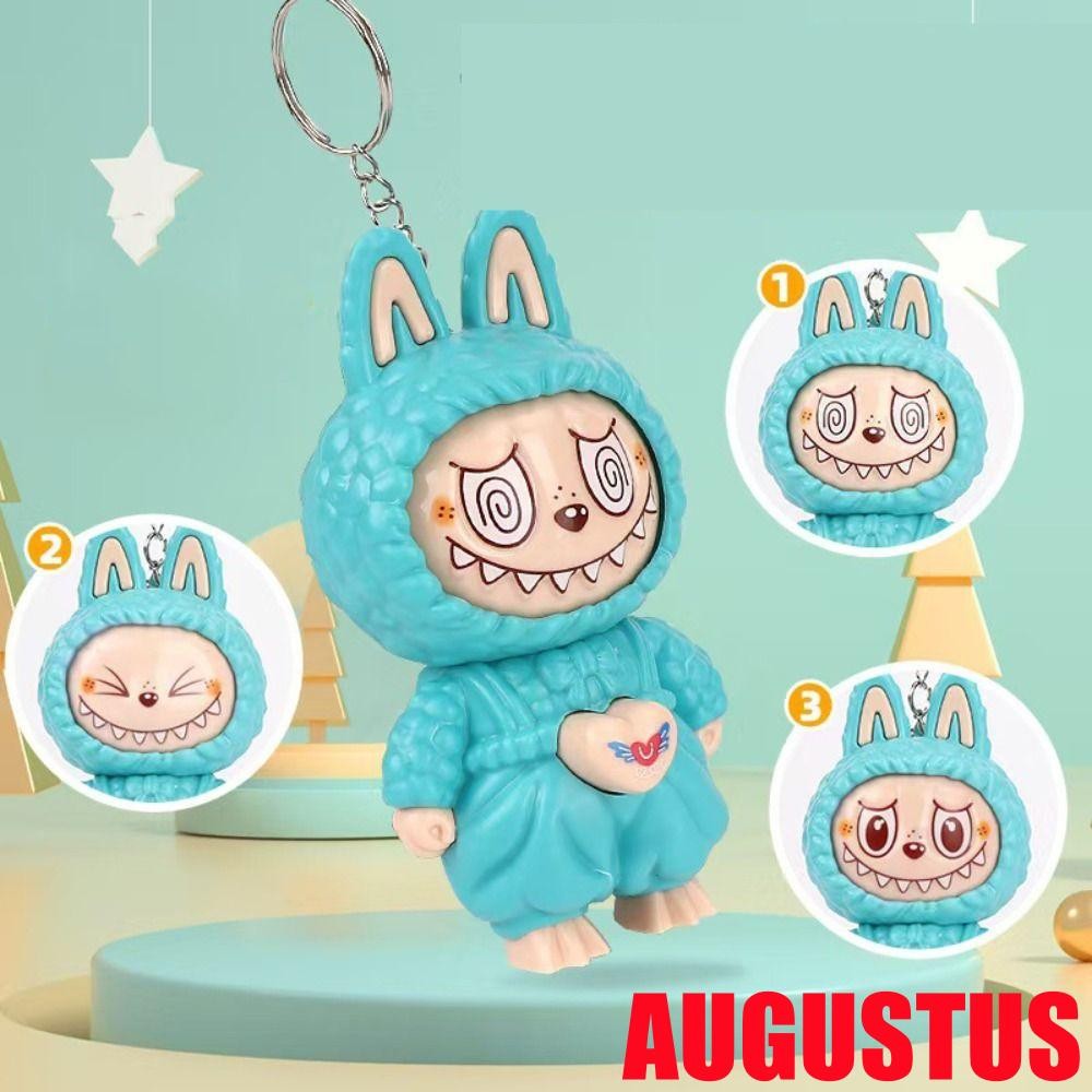 Augustus Labubu ตุ๊กตาเปลี่ยนหน้า,พร้อมพวงกุญแจ 3 Facial Labubu Face ...