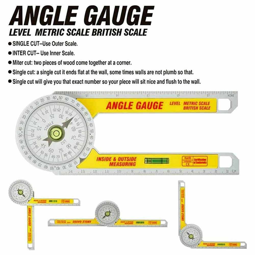 ABS carpenter's angle ruler 360 ° single side horizontal bubble ...