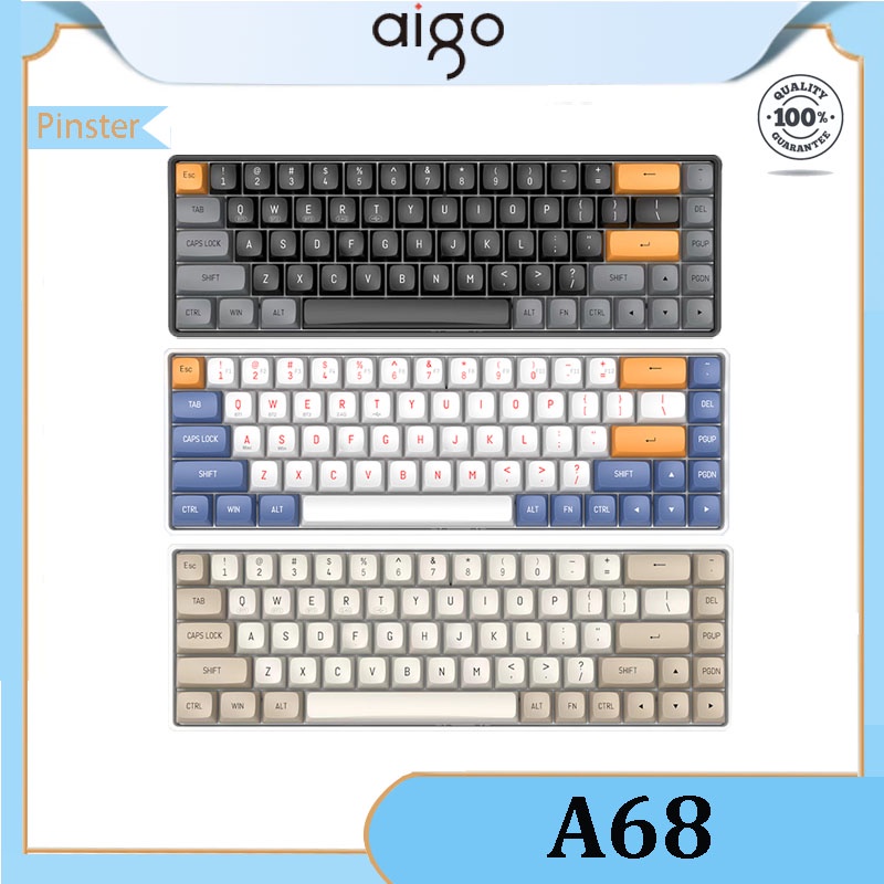 Aigo A68 คีย์บอร์ดเกมมิ่งไร้สาย บลูทูธ 2.4G 68 คีย์ มีสาย USB ขนาดเล็ก ...