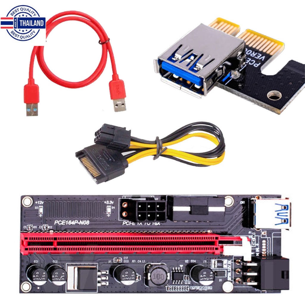 ส่งทุกวัน ส่งจากไทย VER 009S Riser Card มีไฟ LED สาย Riser USB3.0 PCIE ...