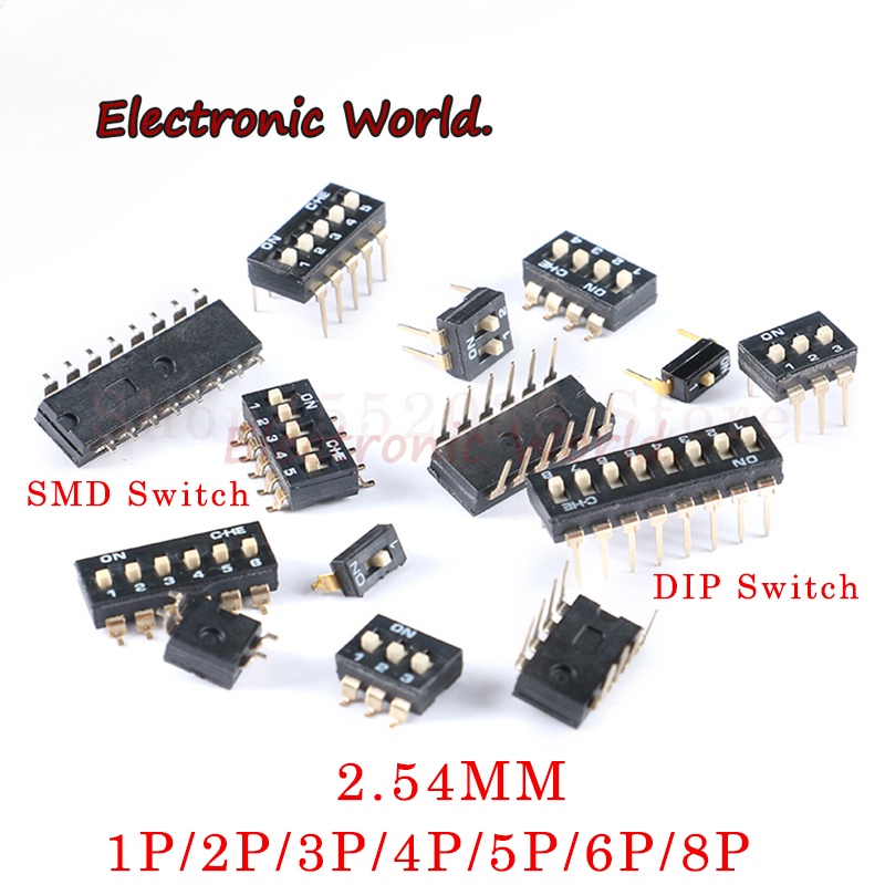 สวิตช์สลับ DIP 2.54 มม. SMD 1P 2P 3P 4P 5P 6P 8P 2.54 มม. ชุบทอง สีดํา 5 ชิ้น ต่อล็อต | Shopee ...