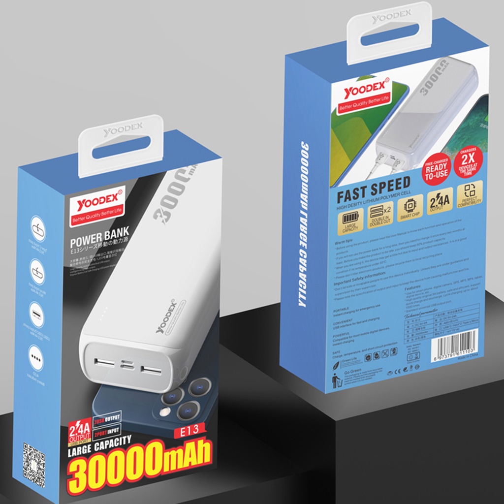 YOODEX E13 แบตสำรอง 30000mAh ชาร์จเร็ว Power Bank Fast Quick Charge ของ ...