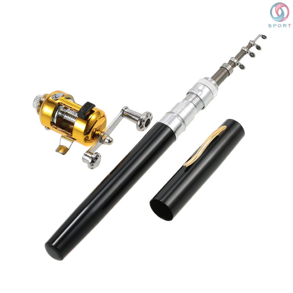 Mini Telescopic Pocket Pen Fishing Rod Reel Combo Kit Portable Aluminum ...