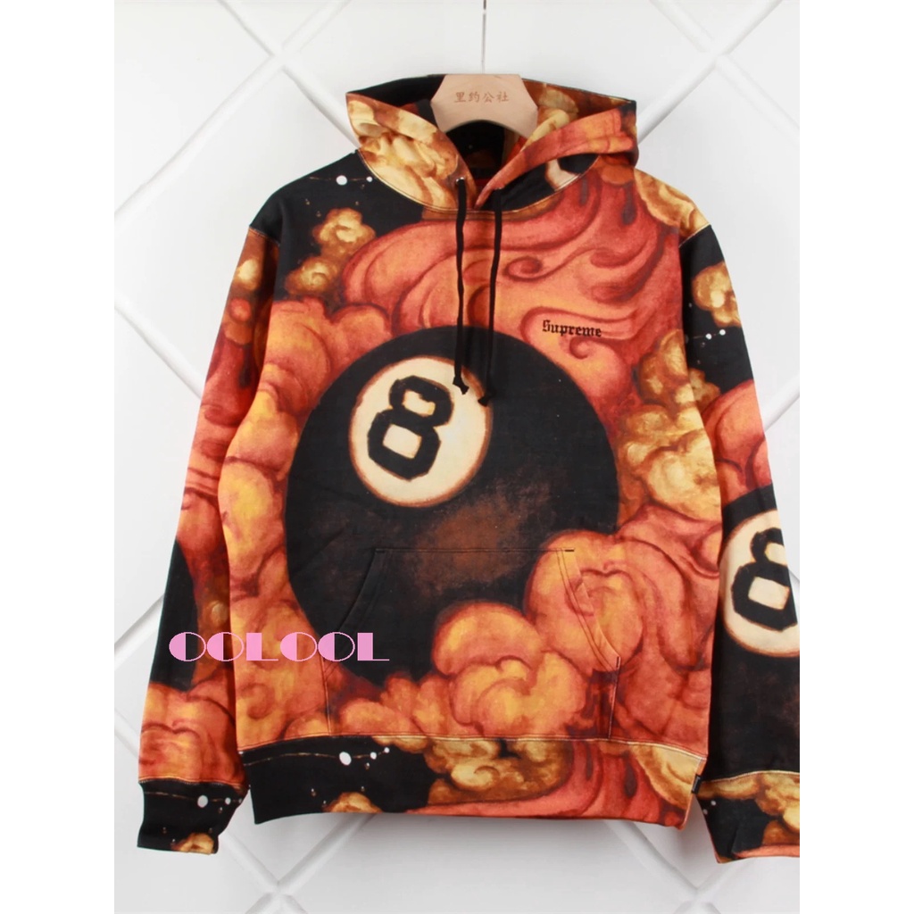 Sup × S**sy 19FW เสื้อกันหนาว มีฮู้ด สีดํา 8 ลูก เสื้อแจ็กเก็ต มีฮู้ด ลายบิลเลียด มี 8 ช่อง ...