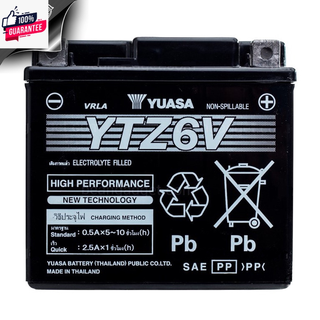 YUASA ยัวซ่า Battery YTZ6V แตเตอรี่แห้งรถมอเตอร์ไซค์ | Shopee Thailand