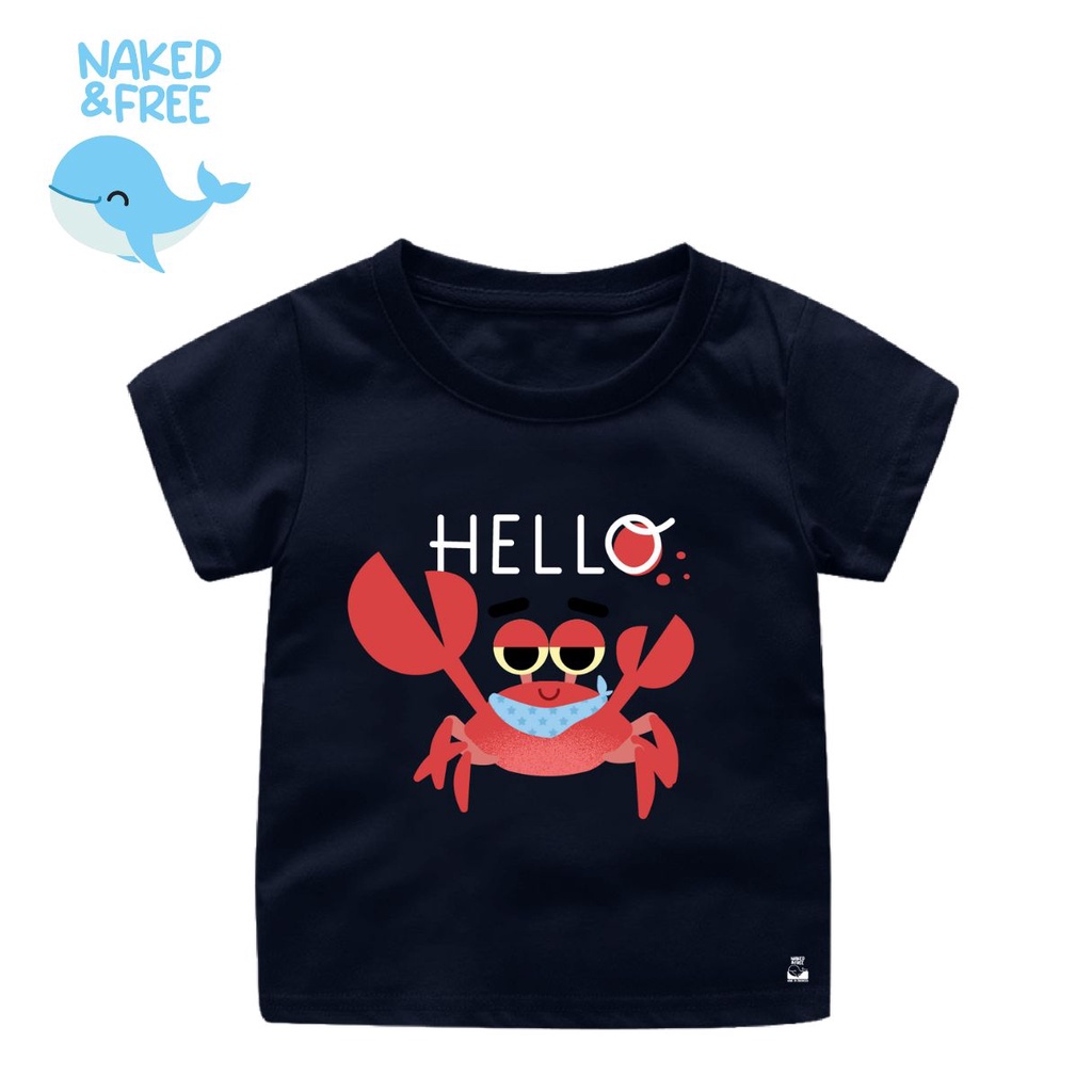 เปลือยเปล่า & Free Animal Zoo Series เสื้อยืด Hello Crabs Baby and Boys ...