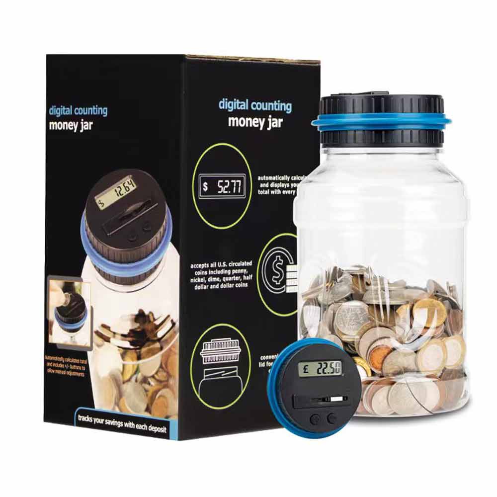 Digital Piggy Bank Coin Savings Counter LCD Counting Money Jar Change ...